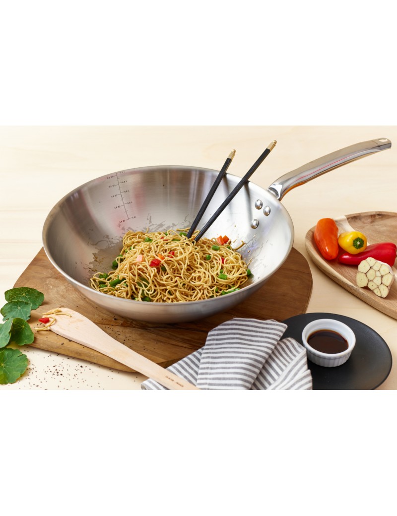 Wok Prima Matera en cuivre inox induction - Diamètre cm 32 cm - Cuisine ...