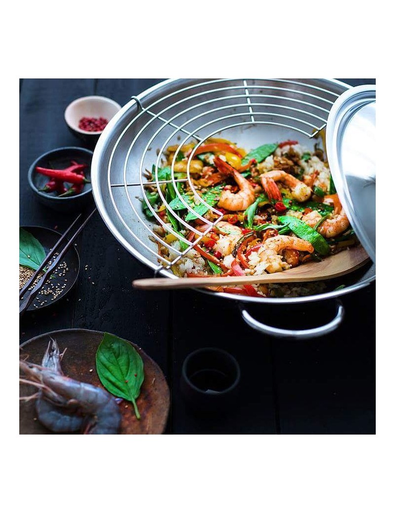 Wok Prima Matera en cuivre inox induction - Diamètre cm 32 cm - Cuisine ...