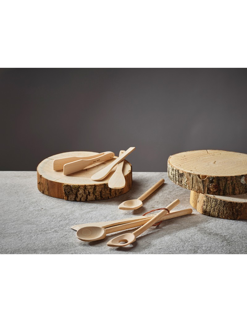 Spatule en bois d'hêtre ronde - Longueur 25 cm - Cuisine - Parlapapa